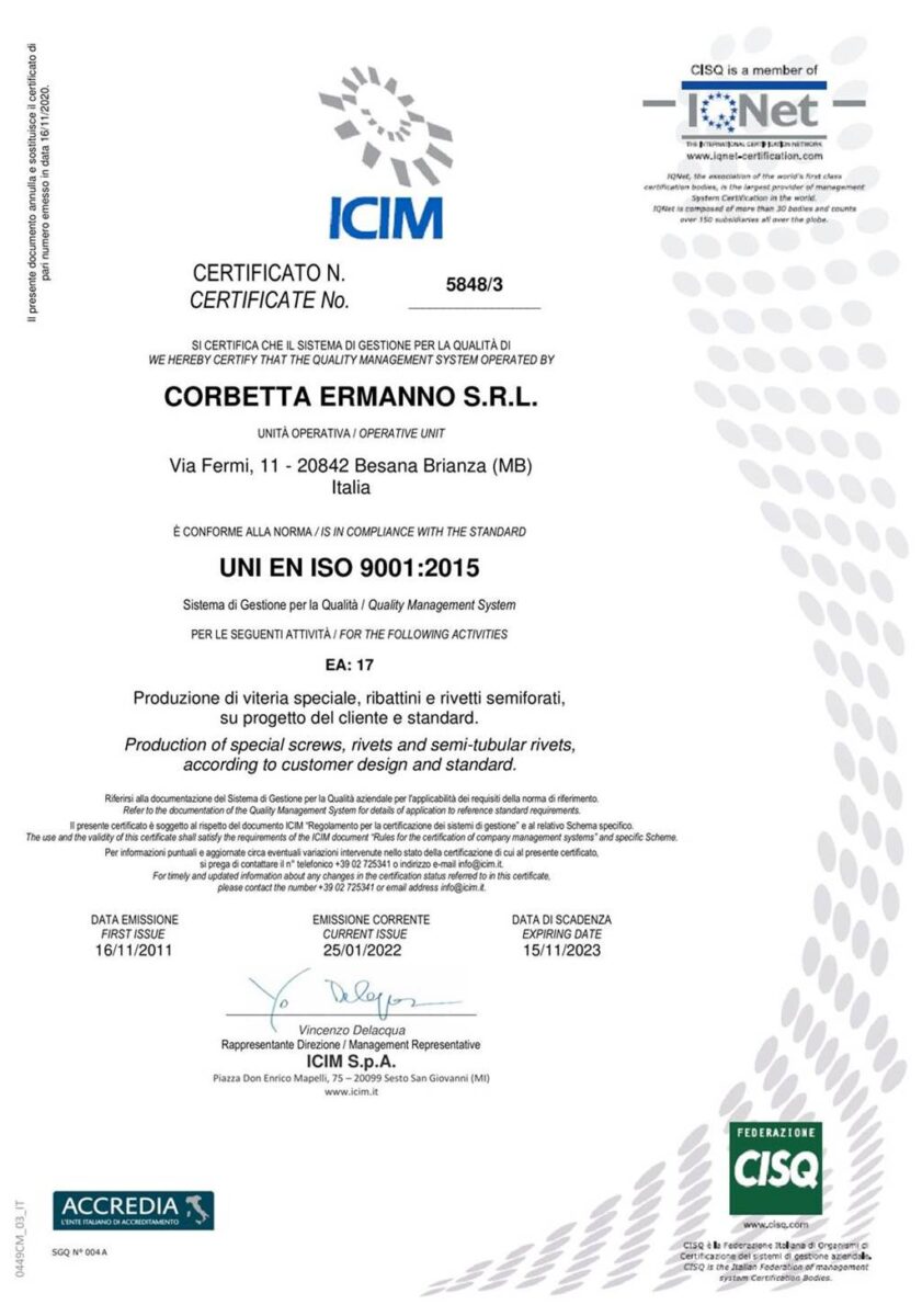 Certifications – Corbetta Viti