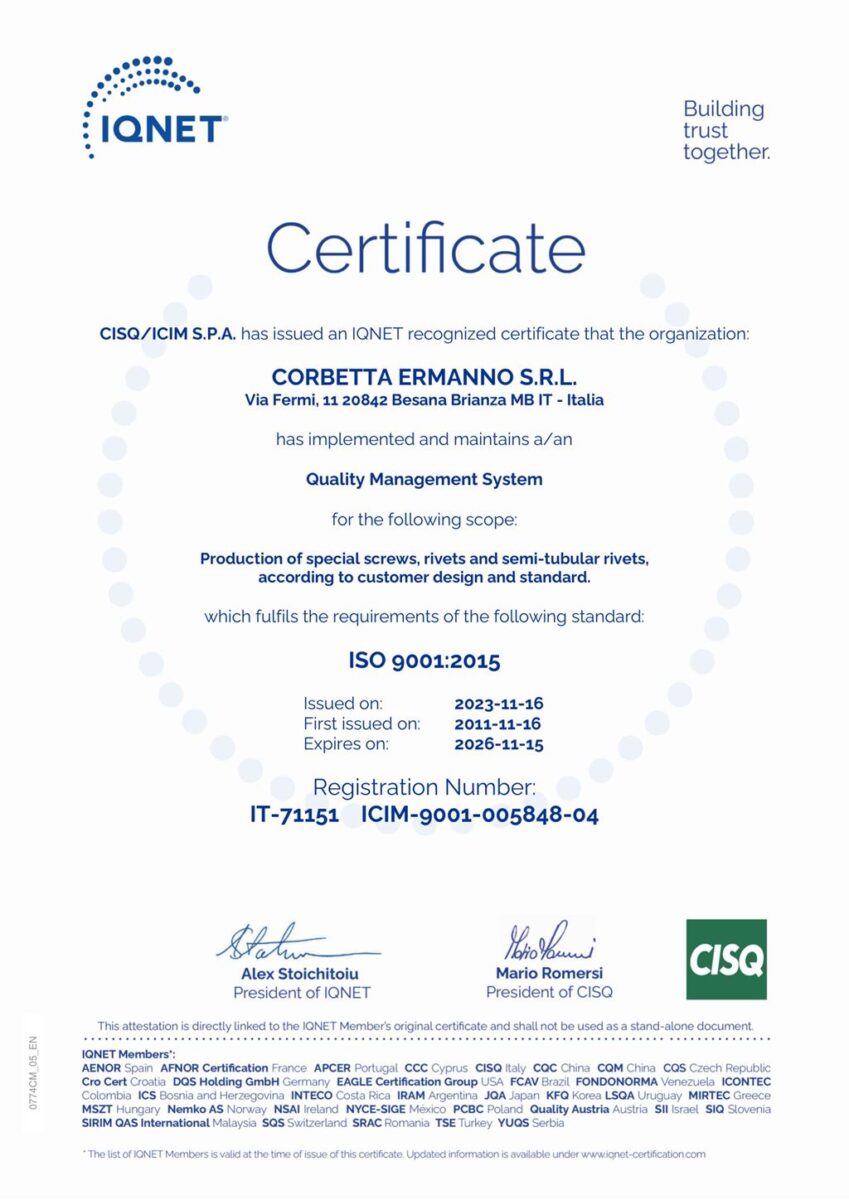 Certifications – Corbetta Viti